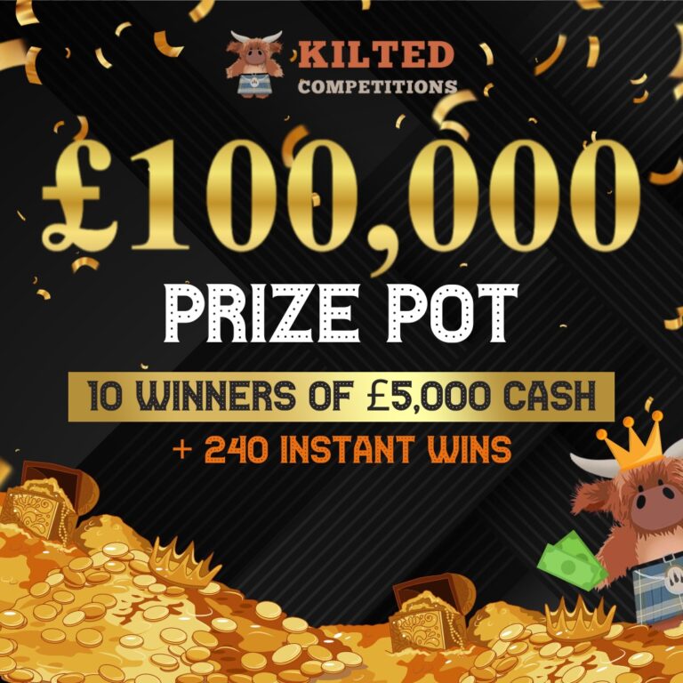 £100,000 PRIZE POT – 10 winners of £5,000 CASH + 240 instant wins ...