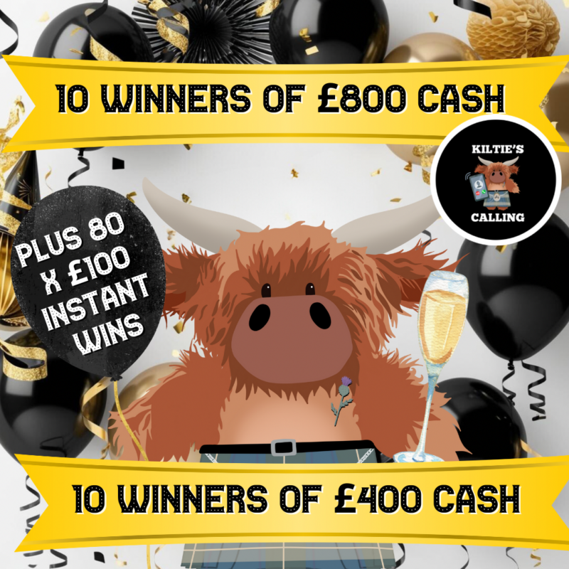10 WINNERS OF £800 Cash + 10 Winners of £400 Cash PLUS 80 x £100 Lucky ...